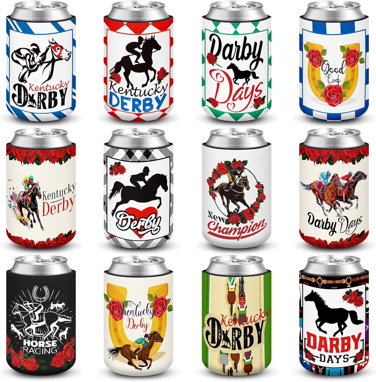 Amazon.com: 12 Pcs Derby Can Cover Sleeve Derby Day Beverage Cover ...
