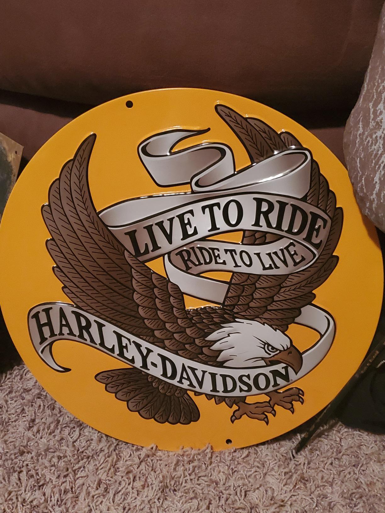 Amazon.com: Harley-Davidson Round Tin Sign, Live to Ride, Ride to Live ...