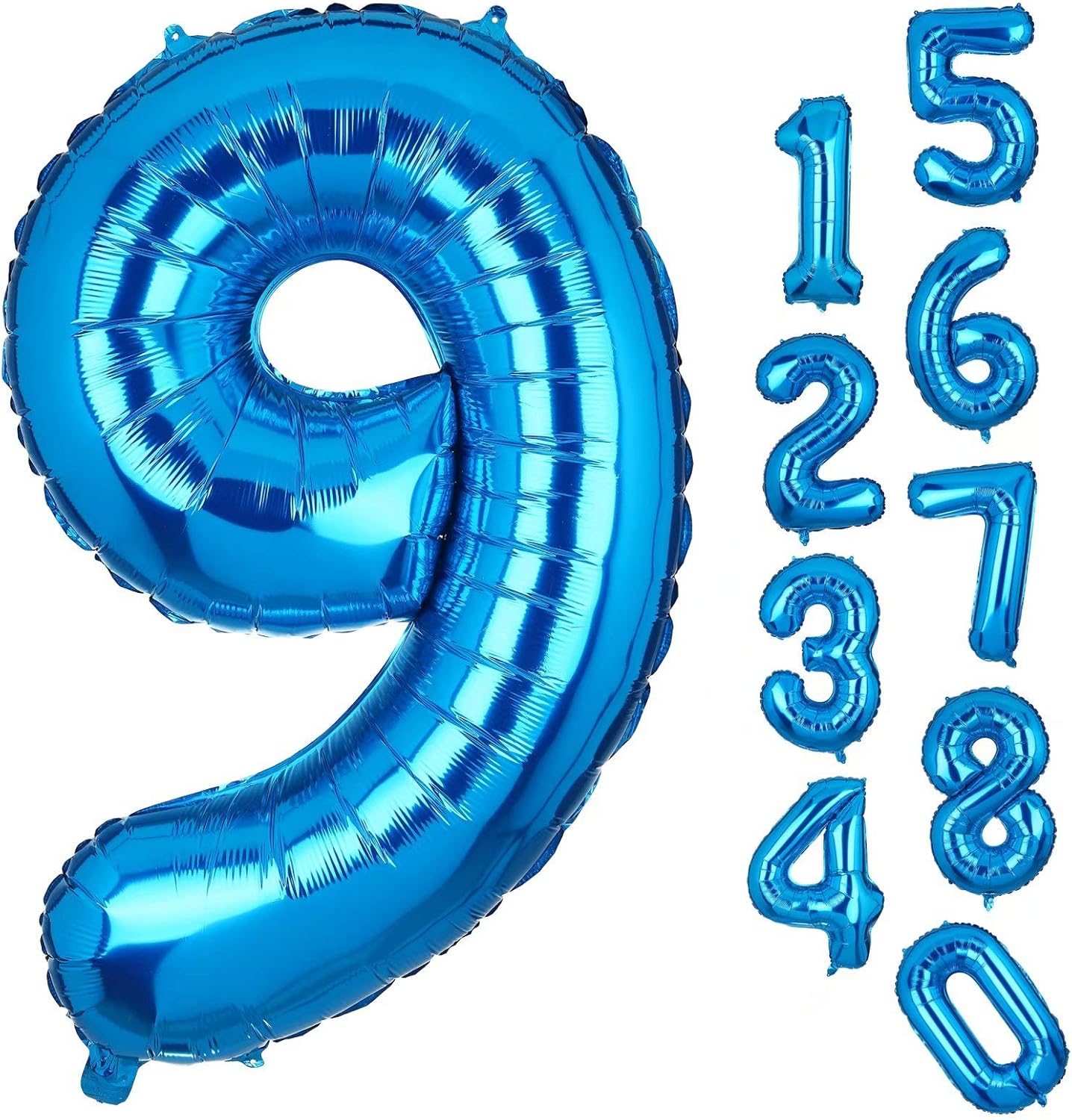 Amazon.com: Big Number 9 Balloons Blue Mylar Foil Helium Balloons ...