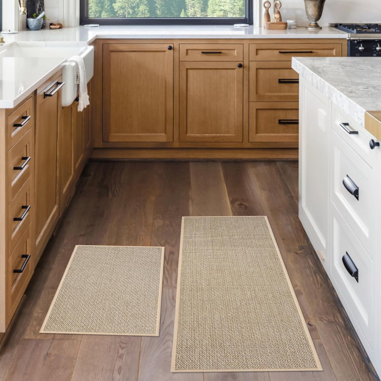 Amazon.com: CRUGLA Kitchen Rugs and Mats Non Skid Washable Sets of 2 ...