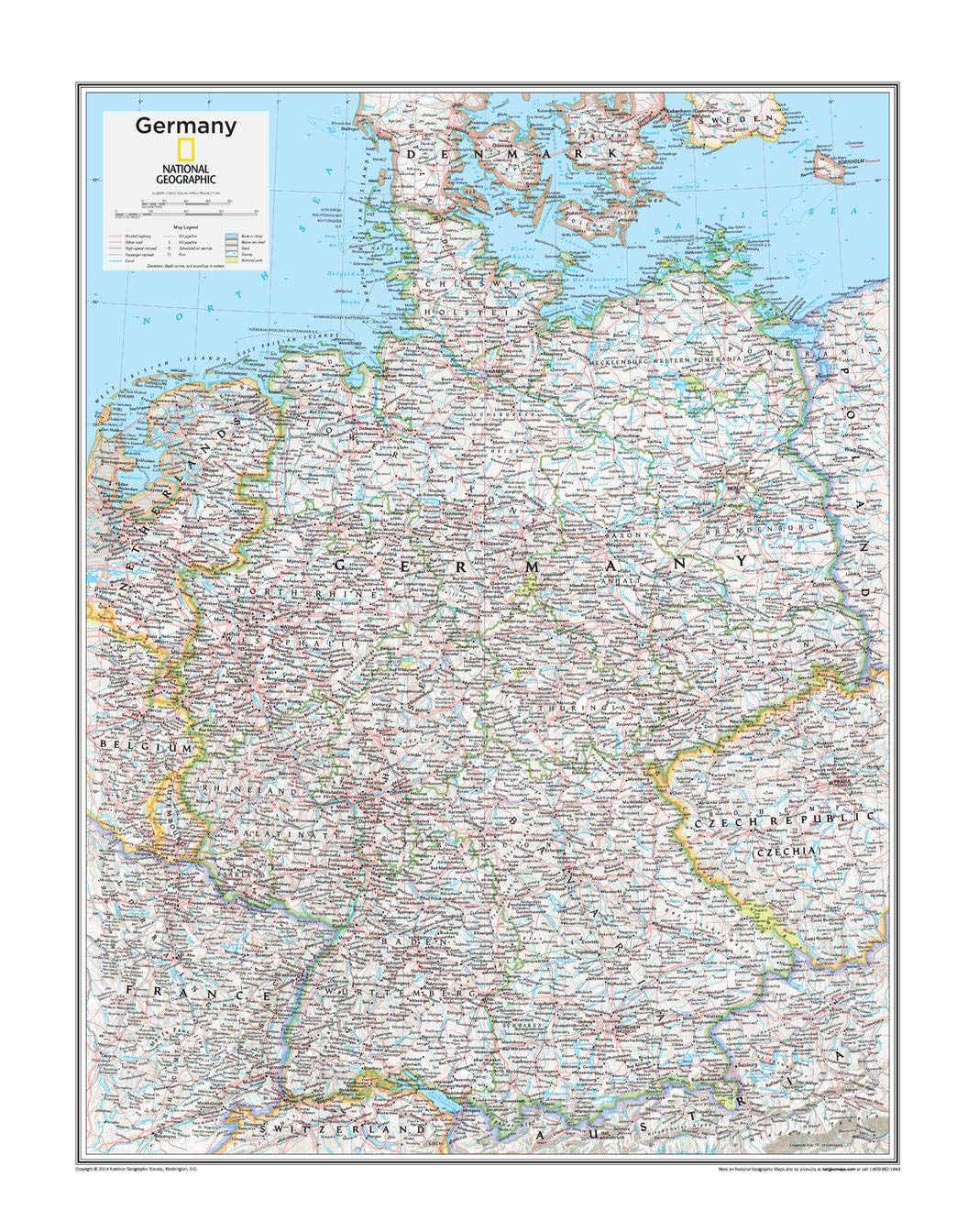 National Geographic: Germany Wall Map - 22 x 28 inches - Laminated ...
