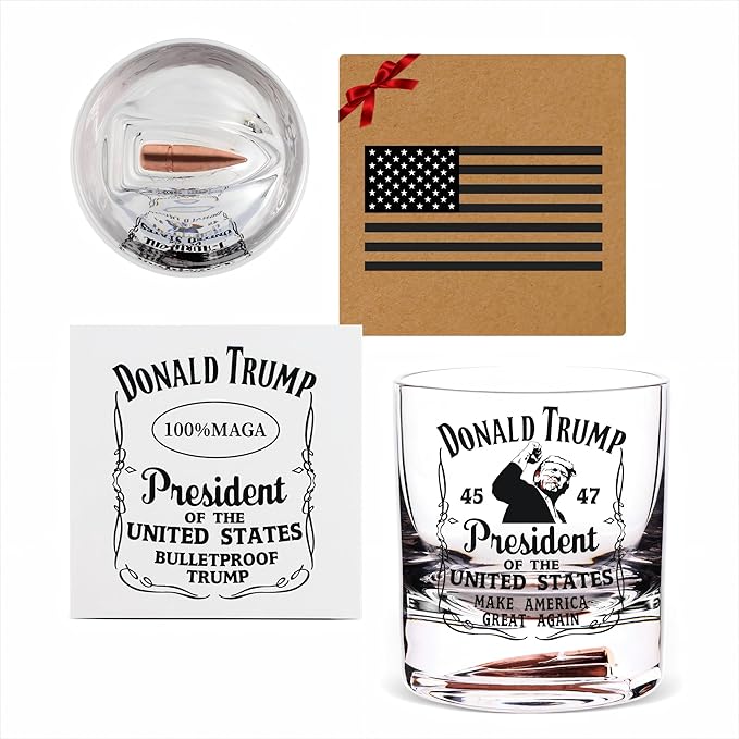 Amazon.com: Donald Trump Whiskey Glasses-Inlay A Bullet 100% MAGA ...