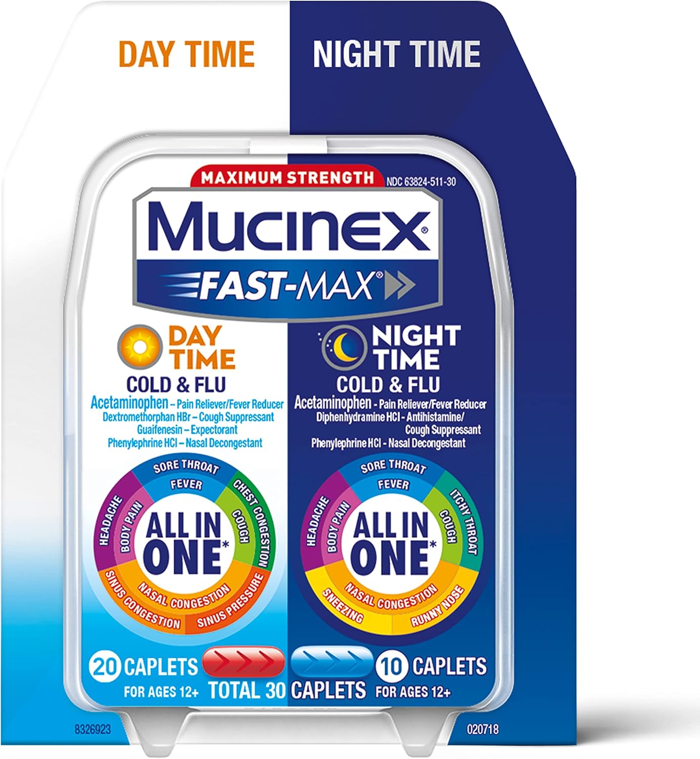 Amazon.com: Mucinex Fast-Max Day Time Cold & Flu and Night Time Cold ...