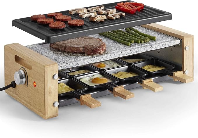 VonShef Raclette Grill Electric – Raclette Machine for 8 with 2 ...