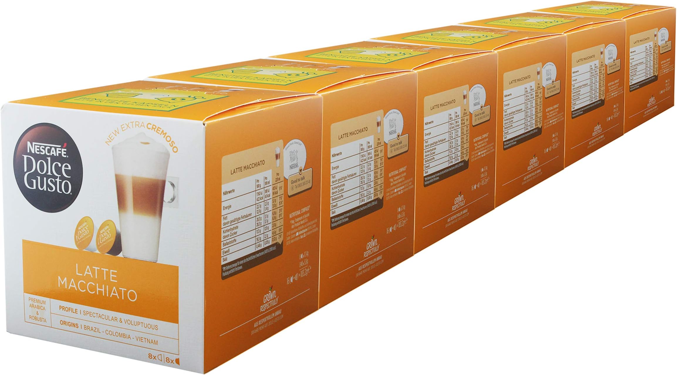 Nescafé Dolce Gusto Latte Macchiato, Pack of 6, 6 x 16 Capsules (48 ...
