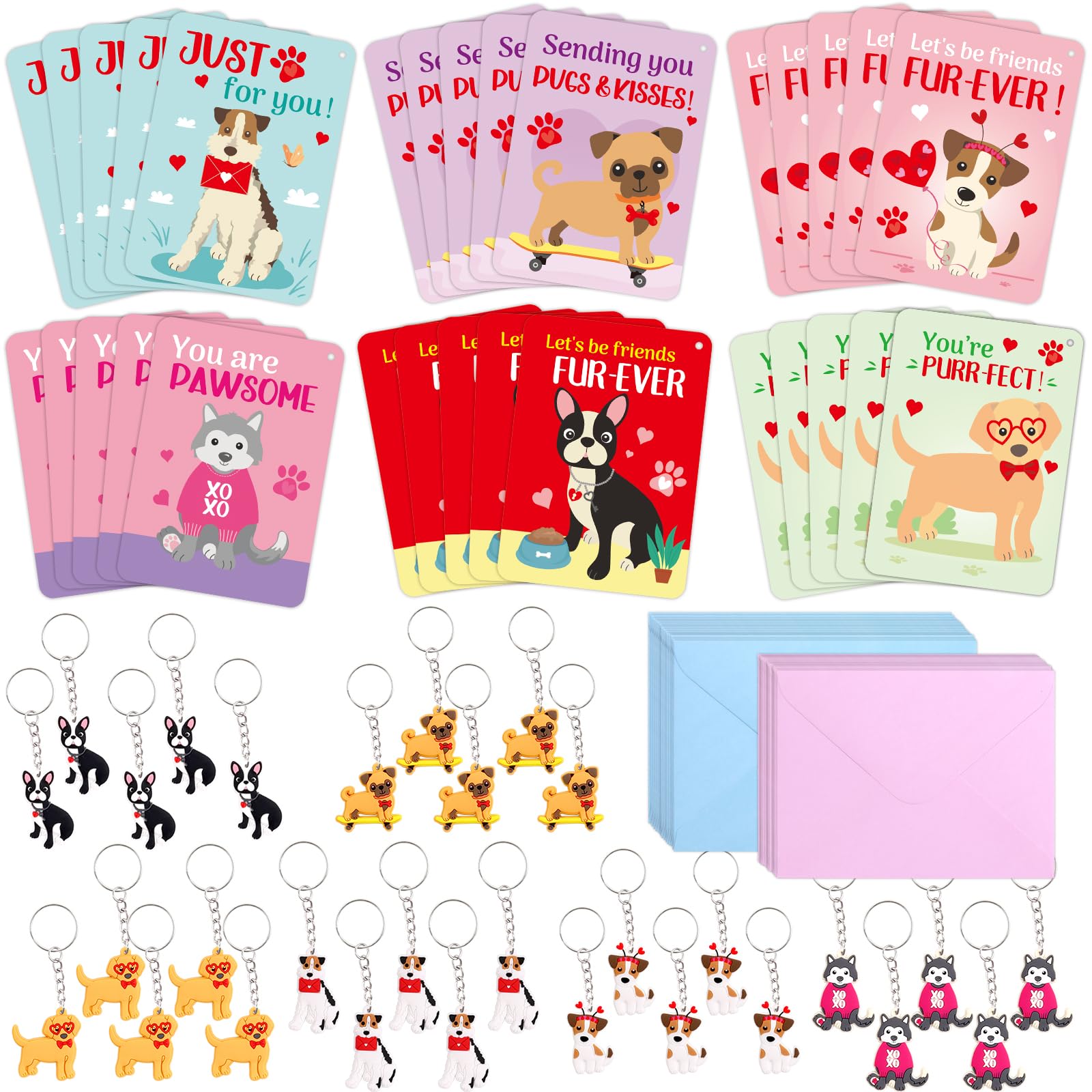 Amazon.com: 30 Pack Valentines Cards Classroom Kids Dogs Puppy ...