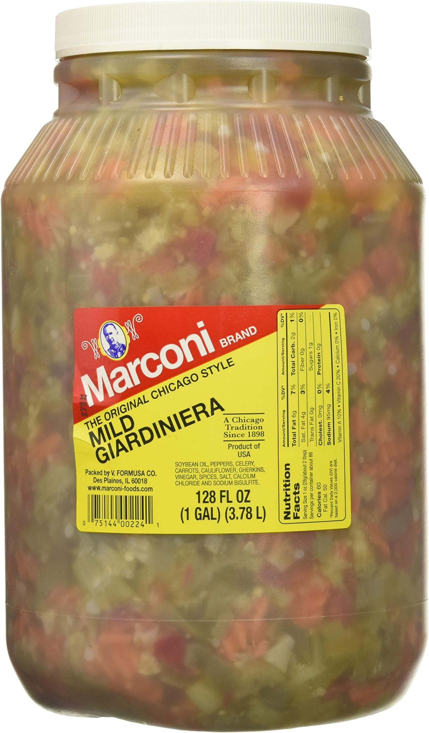 Amazon.com : Marconi Chicago Style Mild Giardiniera Gallon Jug ...