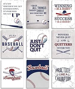 Amazon.com: 9 Pcs Motivational Baseball Poster Inspirational Baseball ...