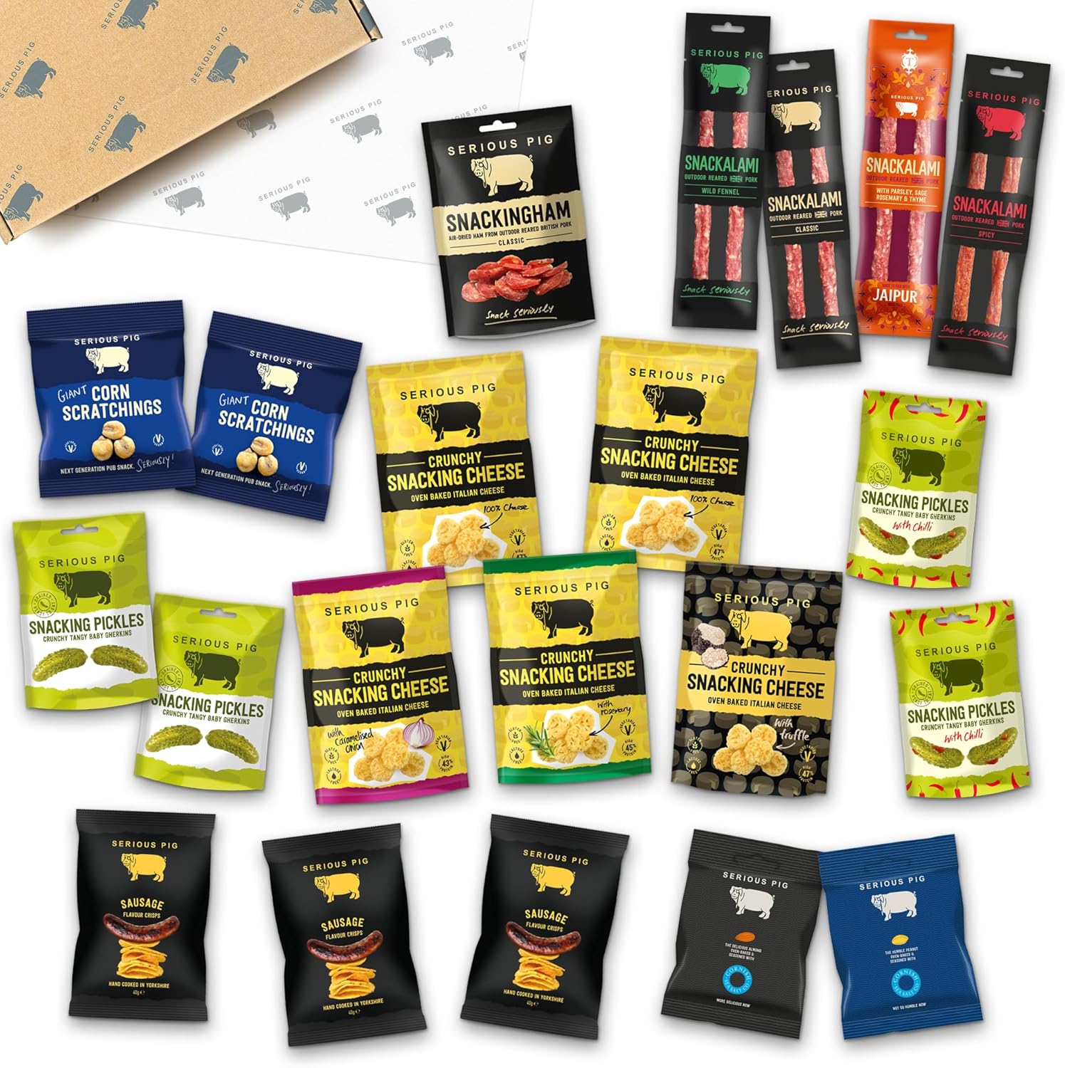 SERIOUS PIG | Gourmet Snack Hamper | with Crunchy Cheese, Salami Sticks ...