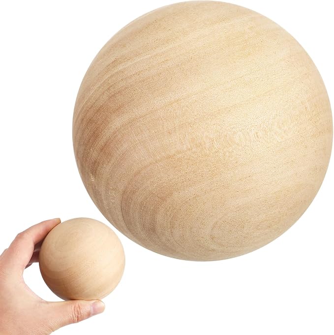 Amazon.com: Toyvian 9cm Wooden Round Ball Wood Craft Ball Unpainted ...