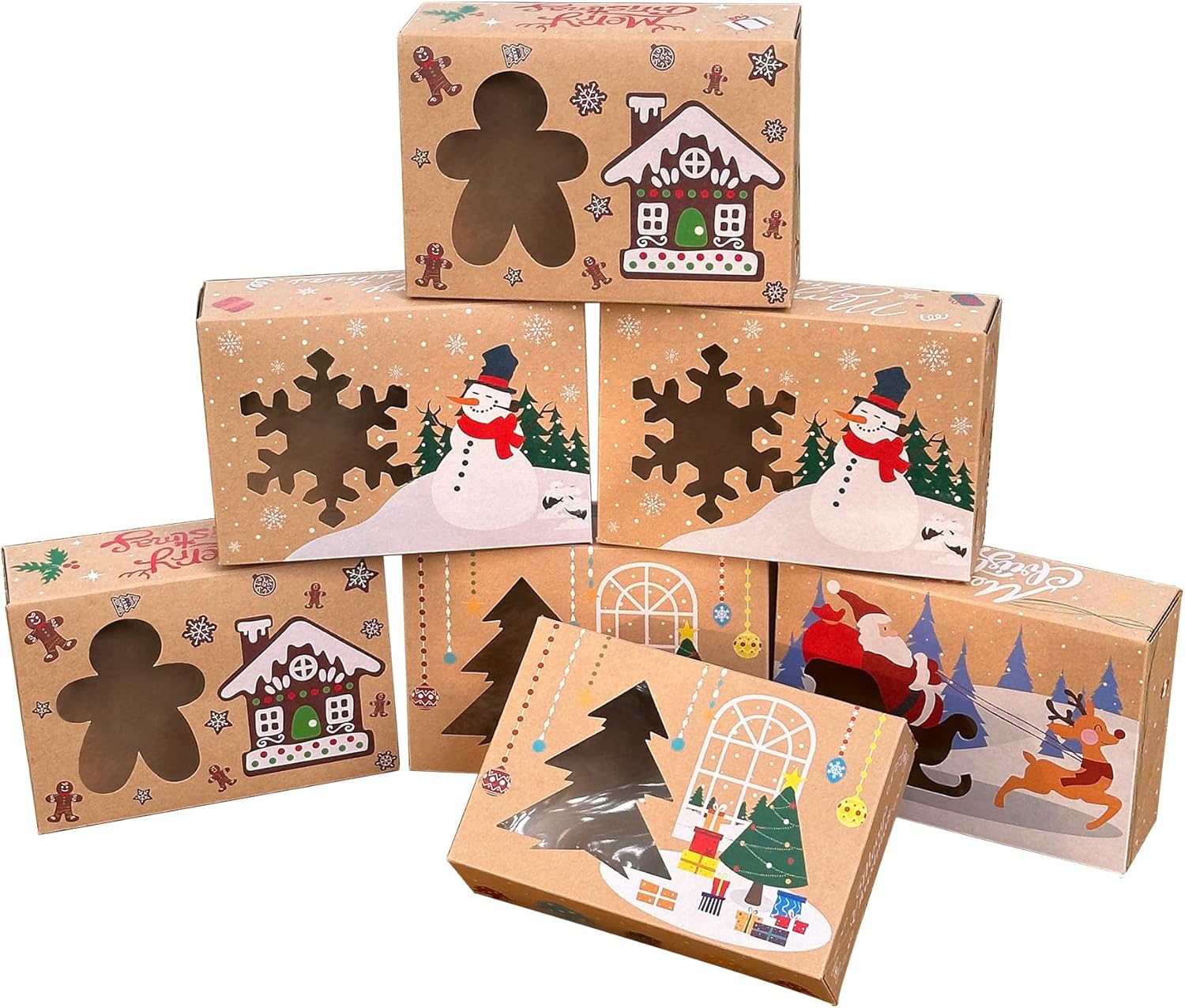 Amazon.com: HDFSP 12 Pack Christmas Cookie Boxes with Window, Large ...