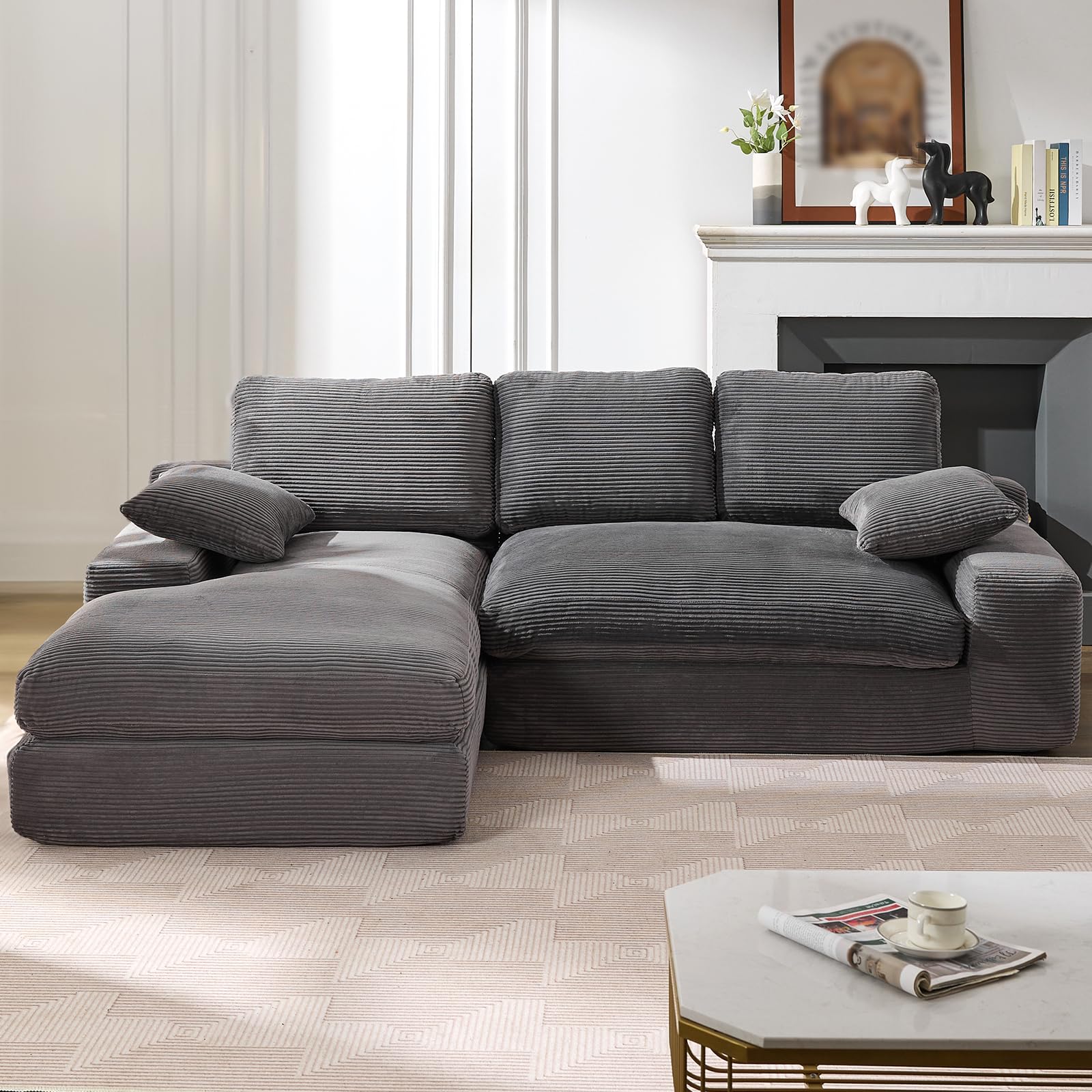 Amazon.com: Fuzmo Modular Sectional L Shaped Sofa, No Assembly Required ...