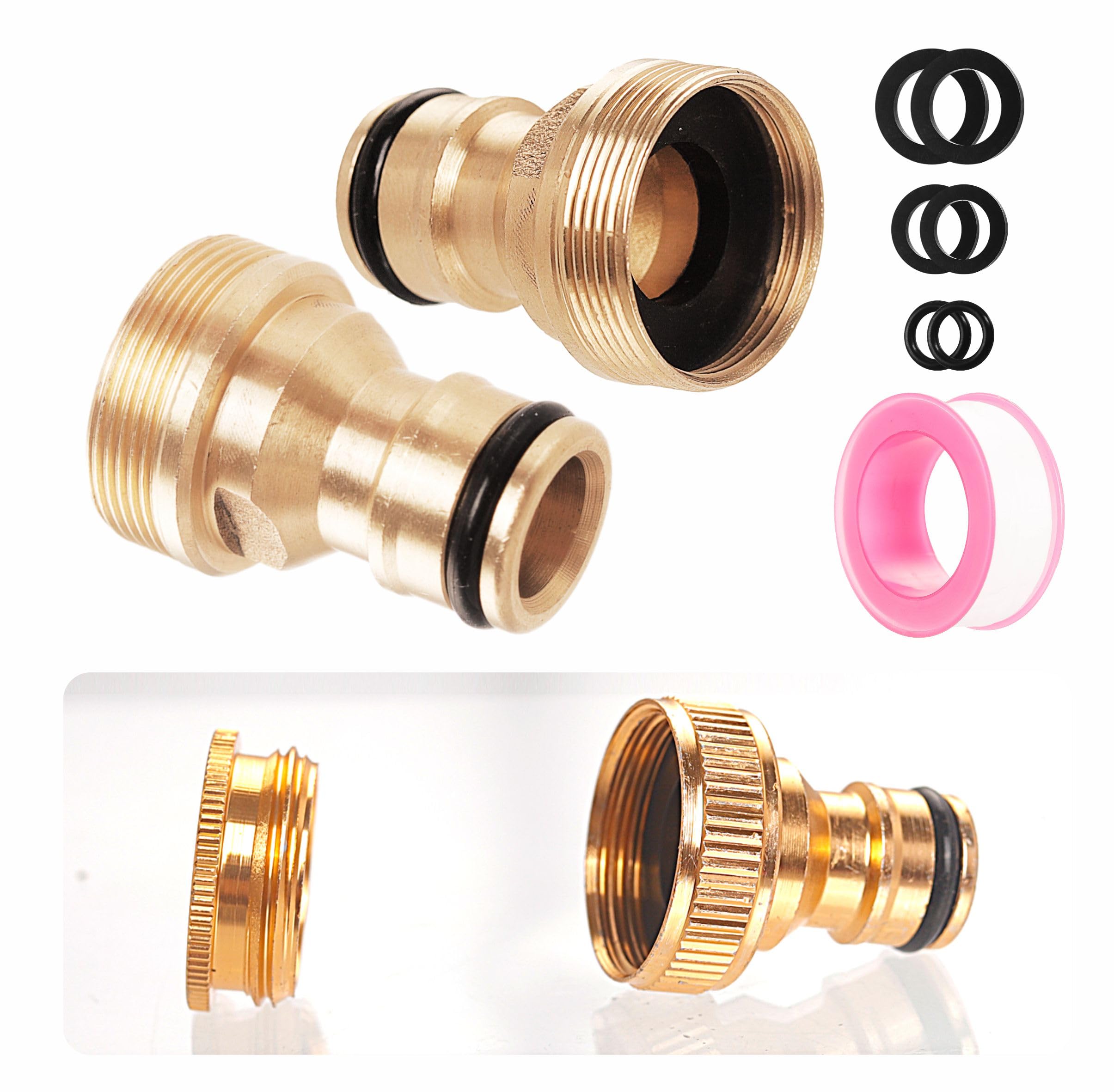 Tap Hose Connector Kitchen Tap,2pcs 22mm Female 24mm Male Threaded ...