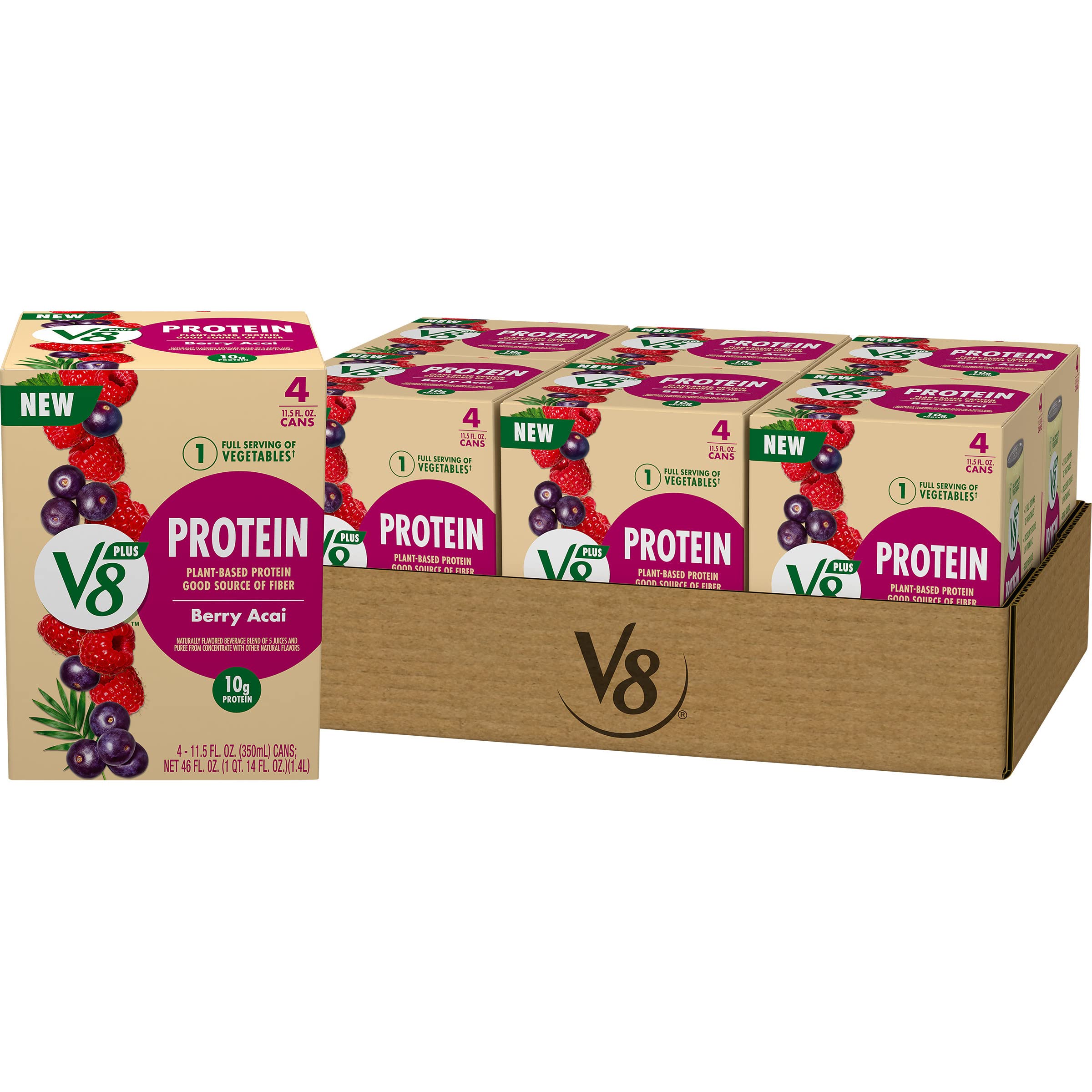 Snapklik.com : V8 +Protein Berry Acai Flavored Protein Drink, Plant ...
