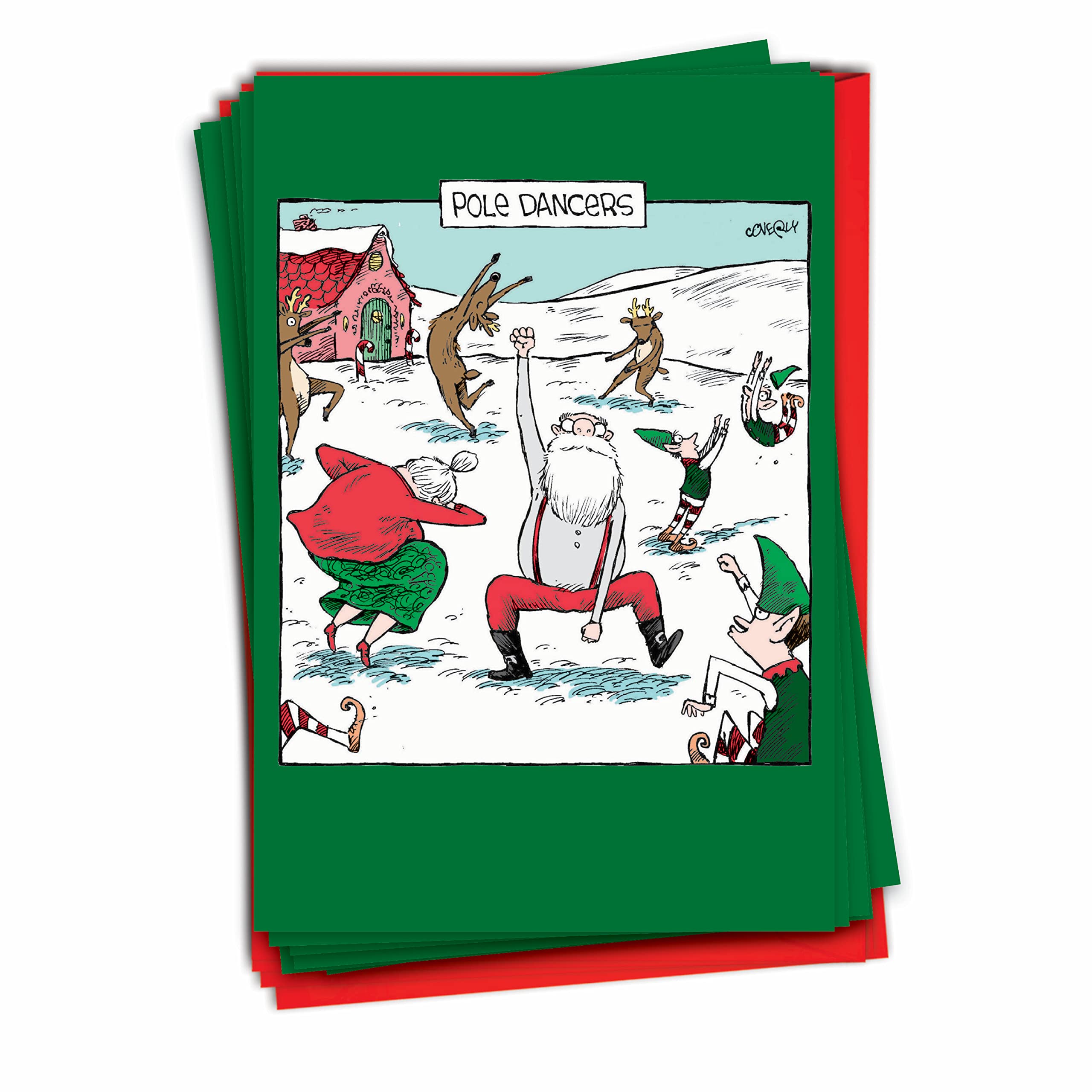 Amazon.com : NobleWorks - 12 Cartoon Merry Christmas Cards - Funny ...