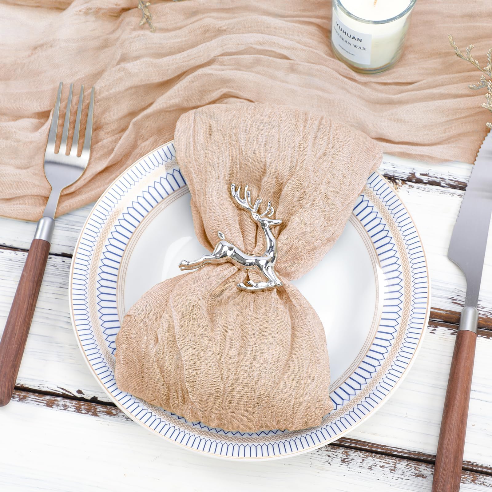 Amazon.com: Socomi Beige Cheesecloth Napkins Easter Spring Napkins Set ...