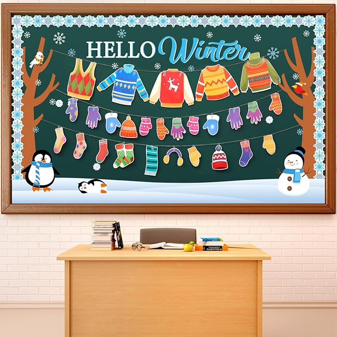 Amazon.com: Hello Winter Bulletin Board Decorations for Classroom ...