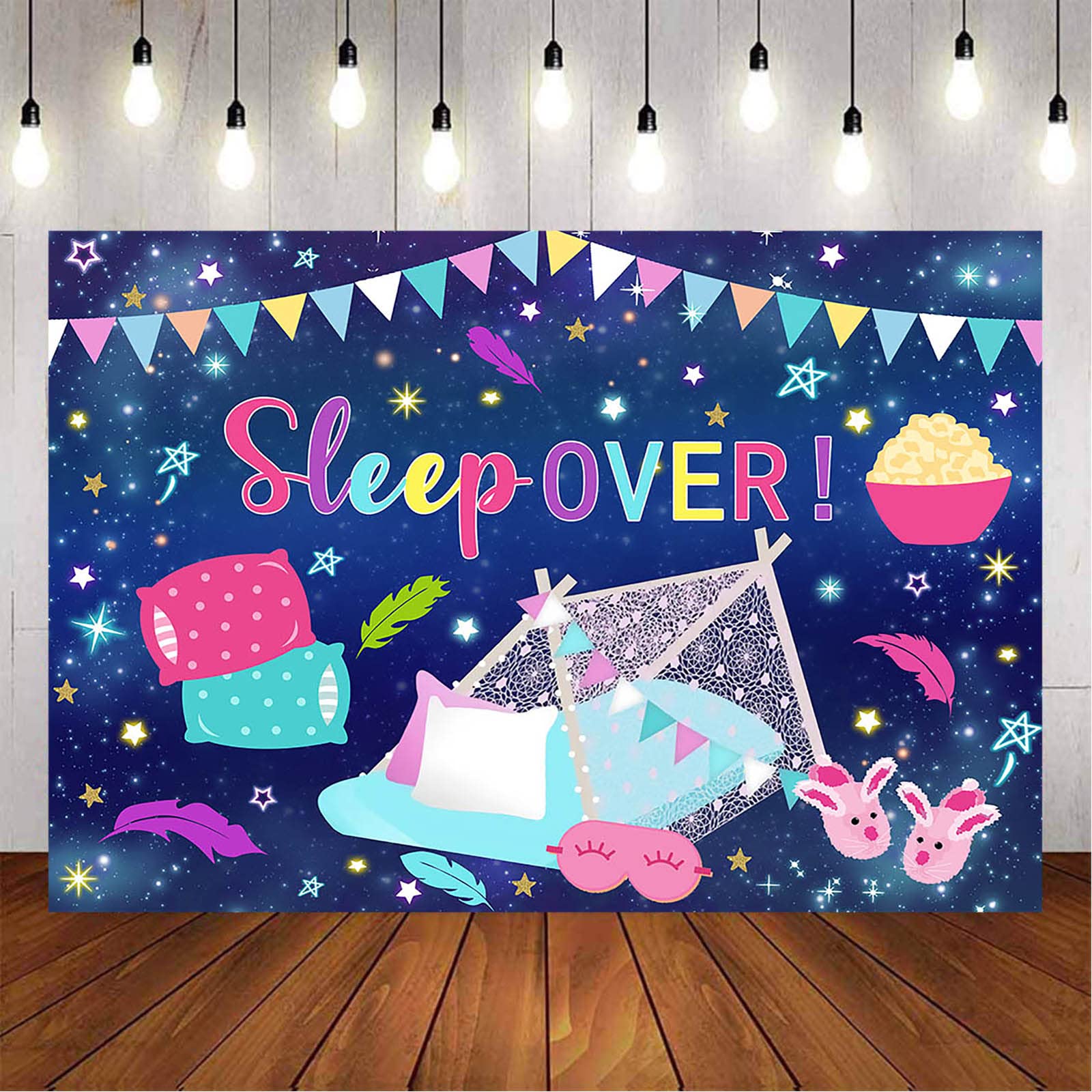 Buy Aumeko Teepee over Party Birthday Background Girl Slumber Pajama ...