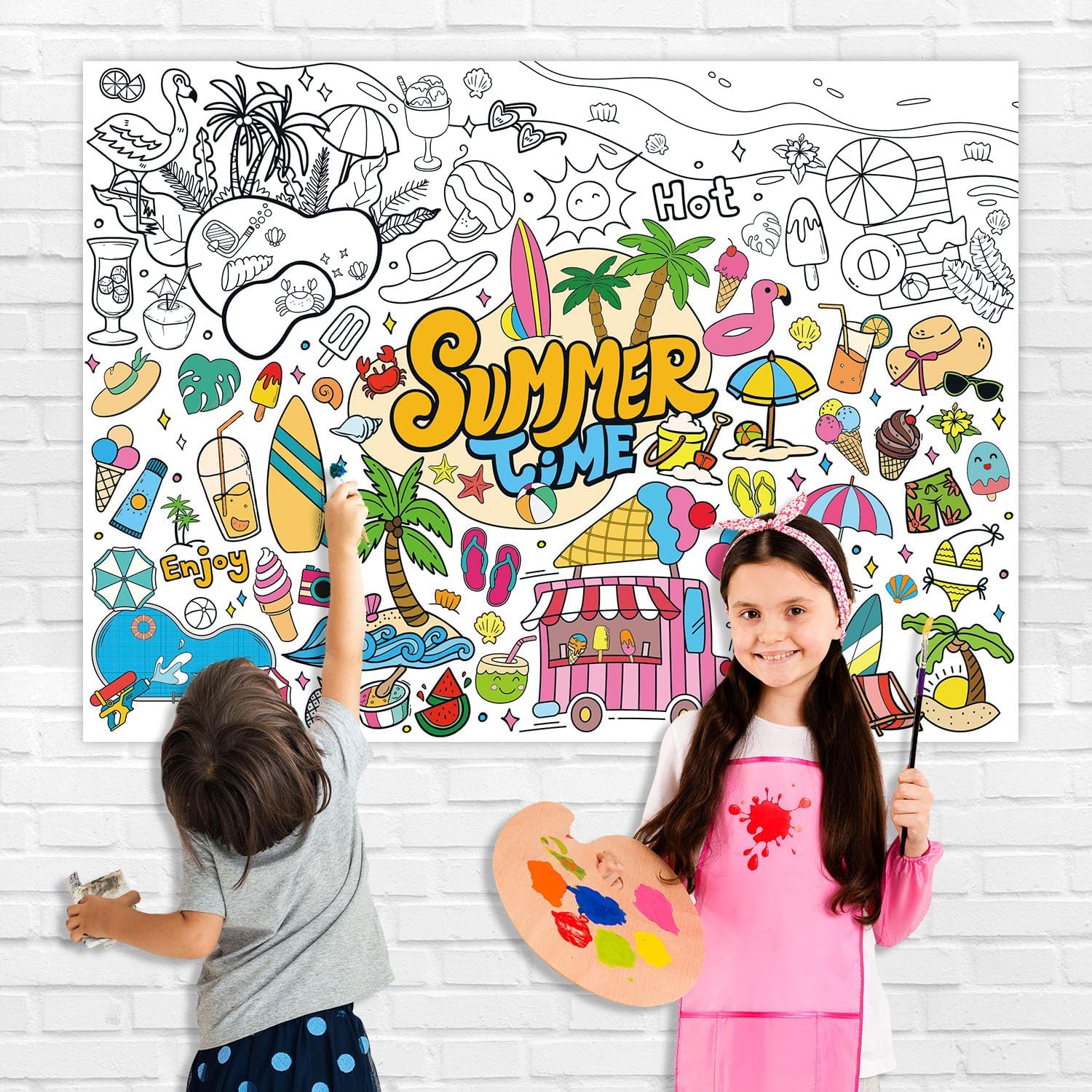 Amazon.com: Giant Coloring Poster of Summer Time Large Coloring ...