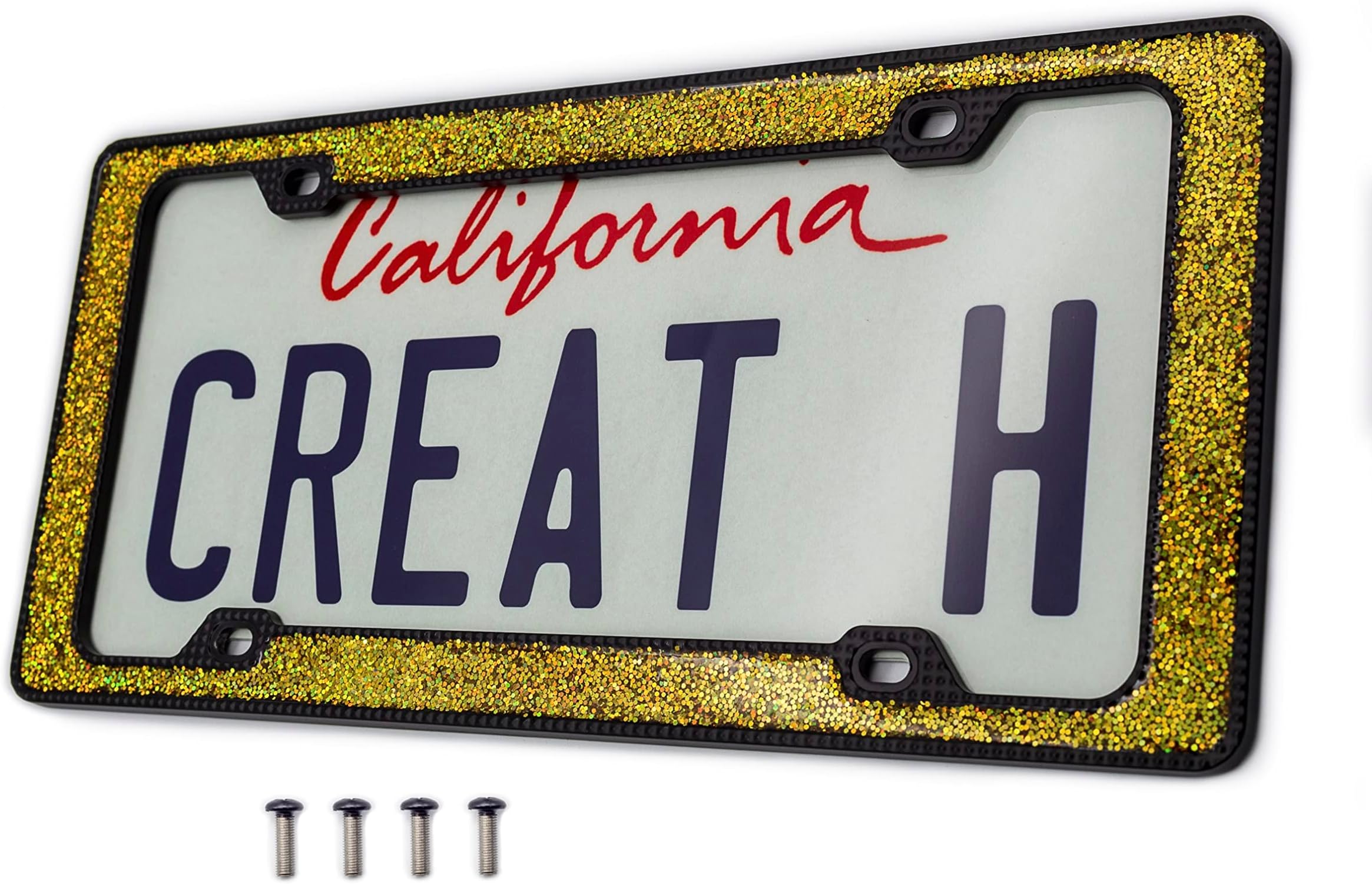 Amazon.com: Creathome 3D Waffle Pattern Matt Gold License Plate Frame ...
