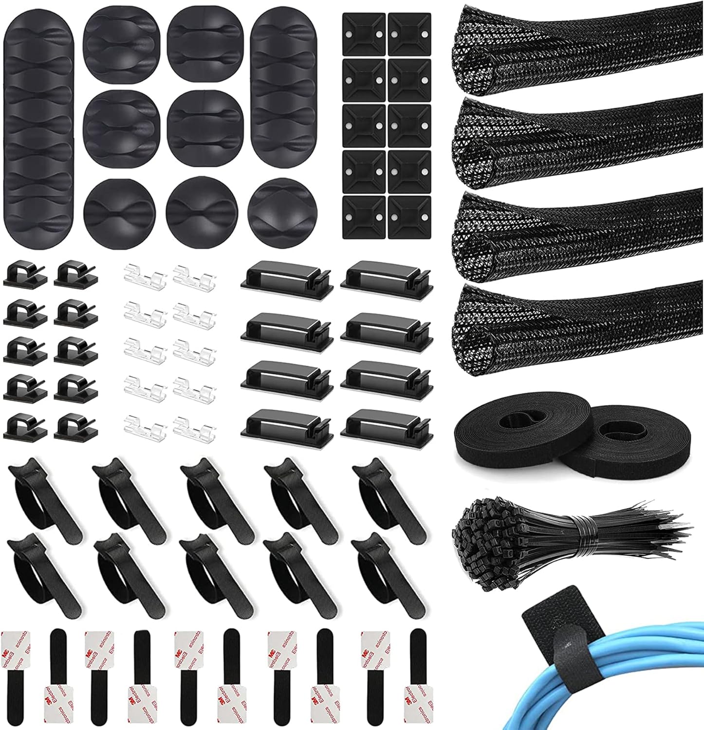 173 Pcs Cable Management Organizer Kit, 100 Fasten Cable Ties With 47 ...