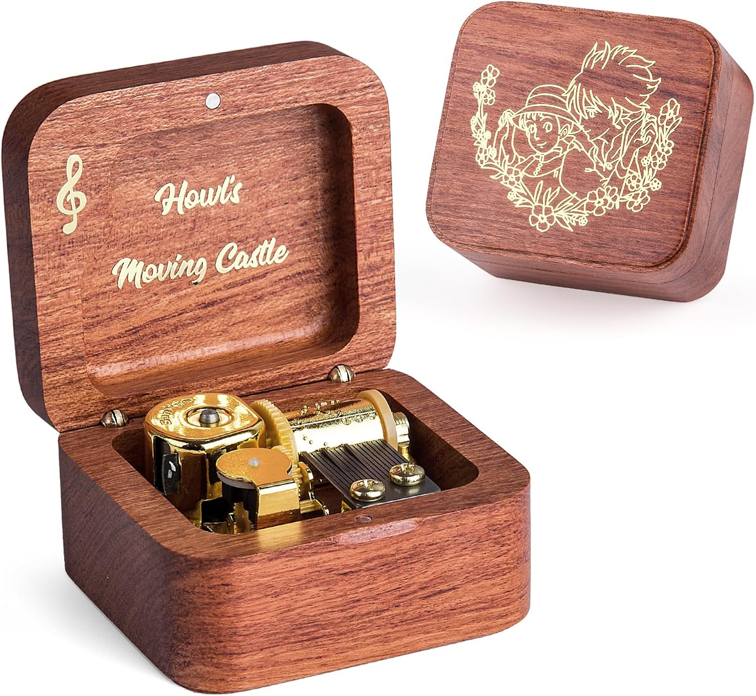 Amazon.com: Mayhopei Howl's Moving Castle Music Box, Wind up Wooden ...