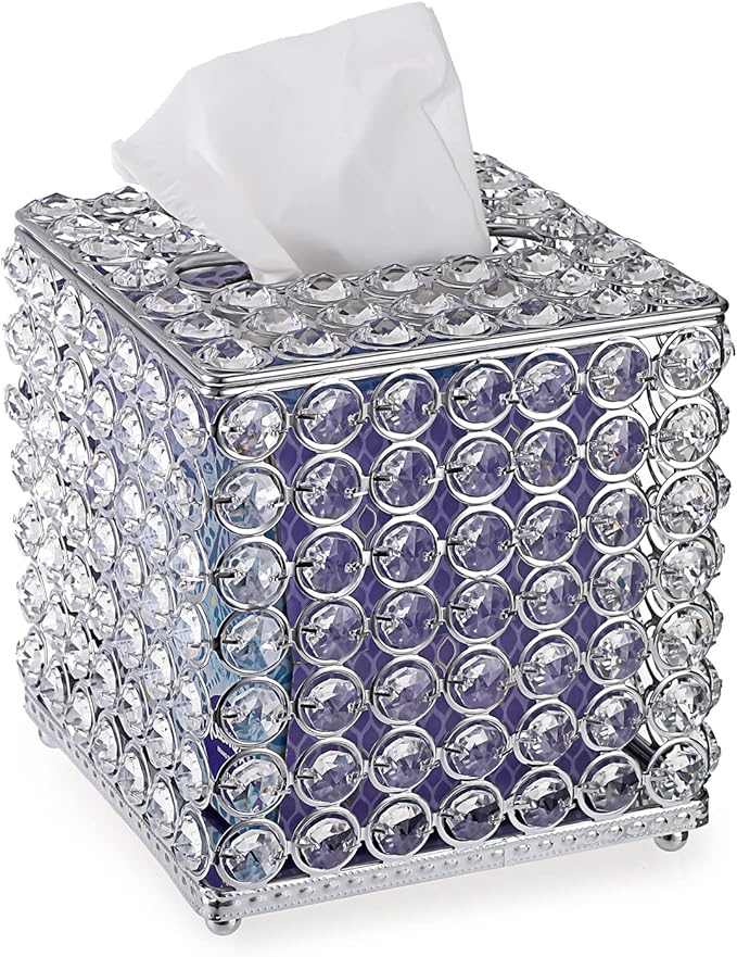 Amazon.com: Sumnacon Crystal Square Tissue Box Cover - Decorative ...