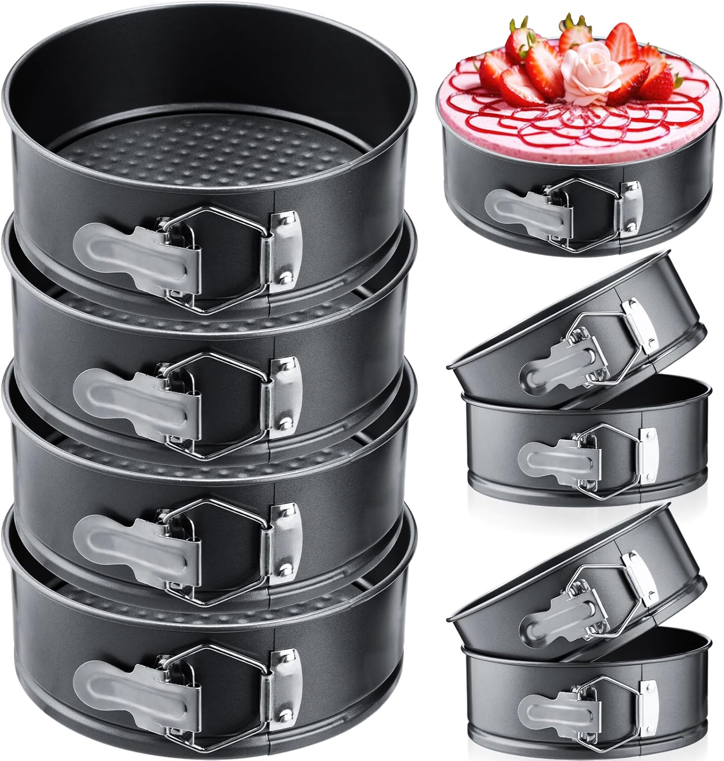 Amazon.com: Sunnyray 8 Pcs Mini Springform Pans Set - Mini Cake ...