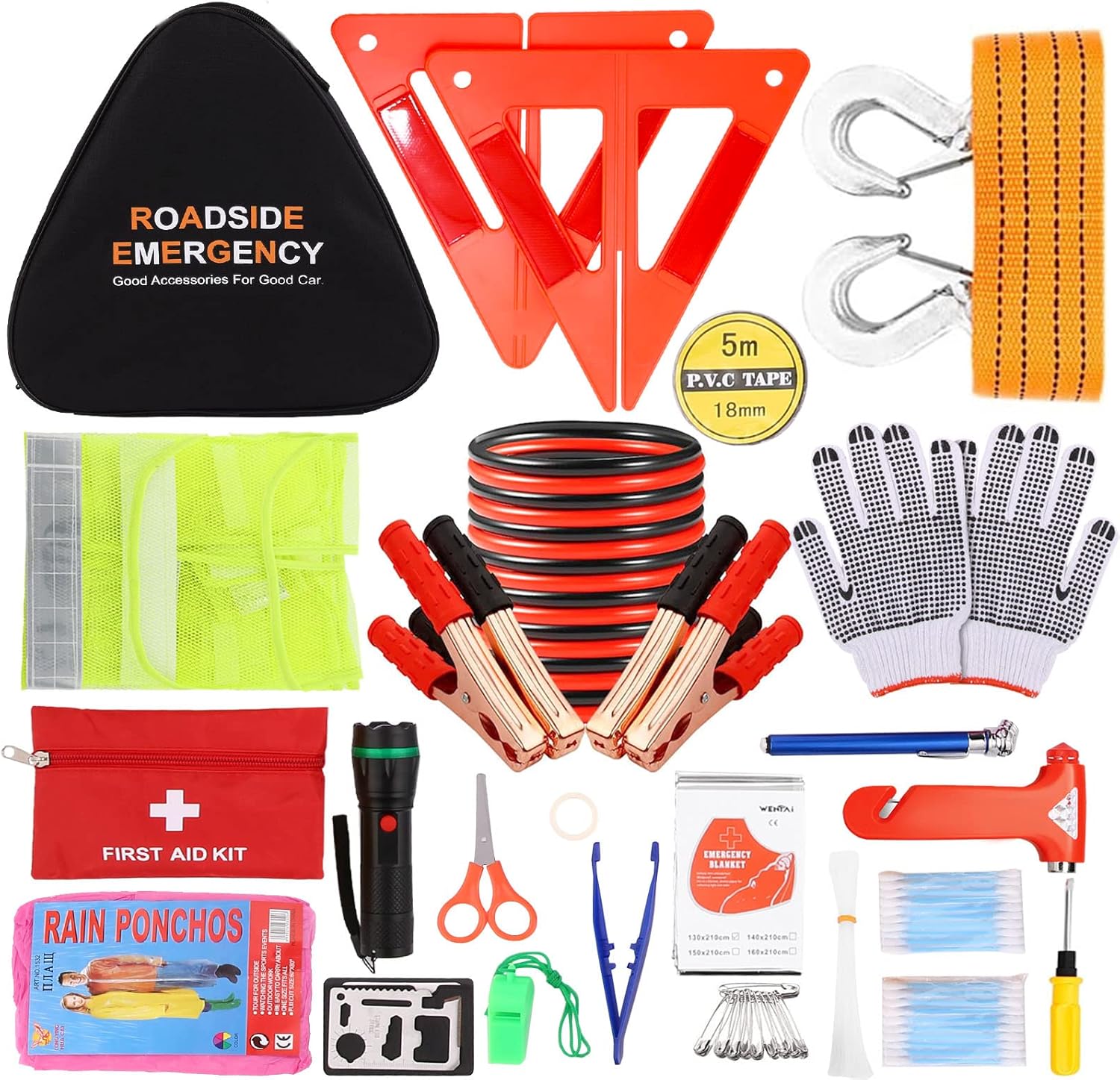 Amazon.com: Sailnovo Car Emergency Kit with Jumper Cables, Auto Vehicle ...