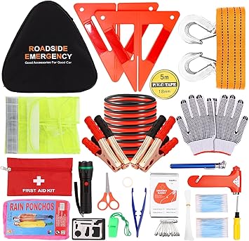 Amazon.com: Sailnovo Car Emergency Kit with Jumper Cables, Auto Vehicle ...
