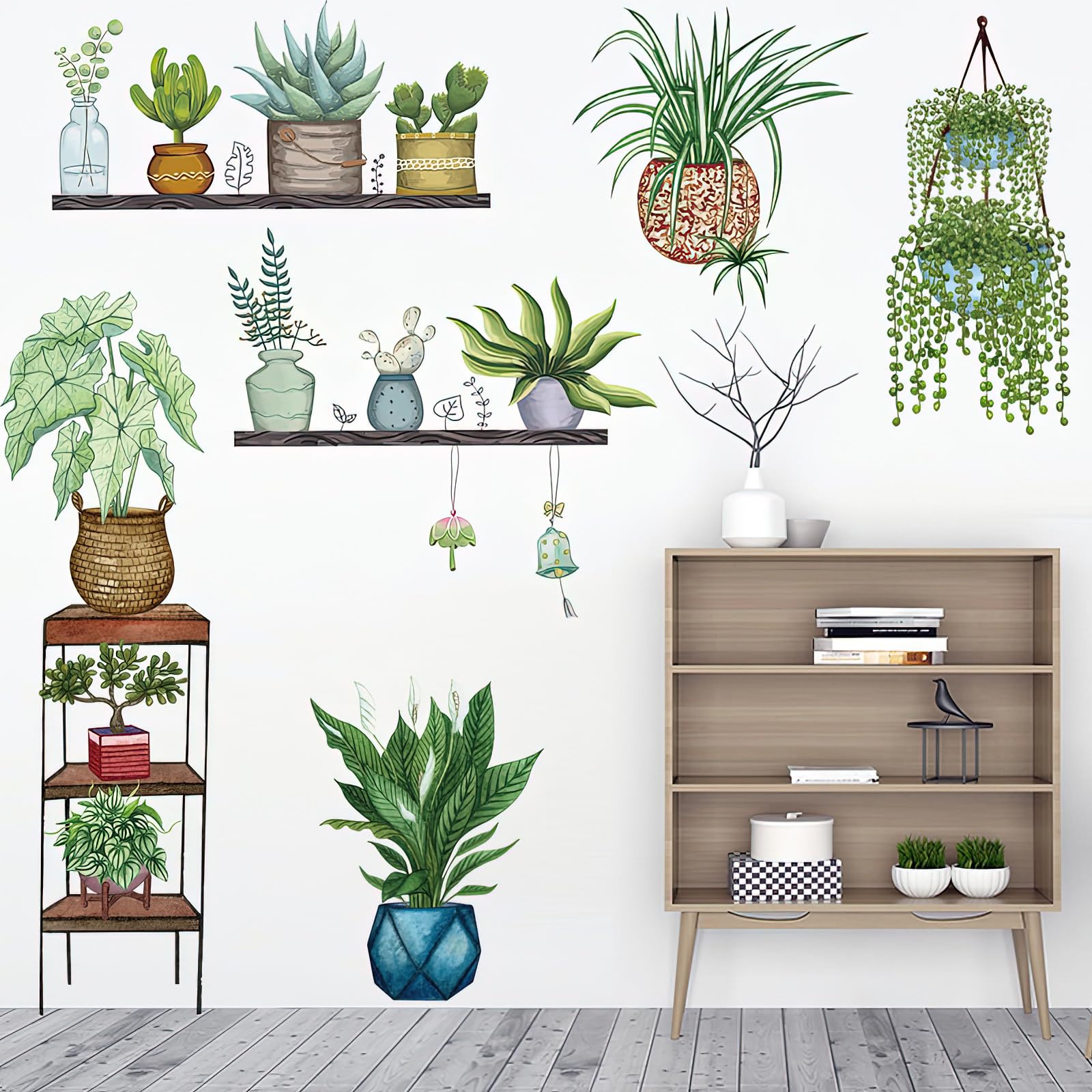 Amazon.com: Green Plants Potted Wall Decals Tropical Plants Green ...
