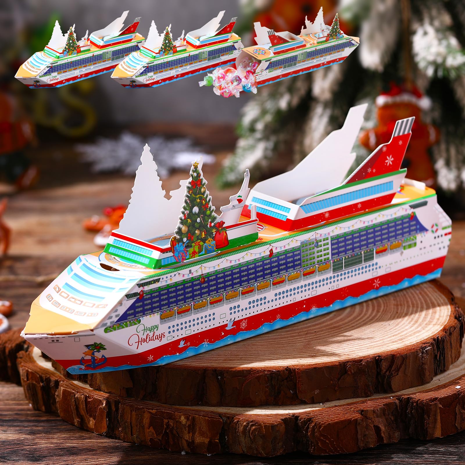 Amazon.com: Spiareal 4 Pcs Christmas Cruise Ship Decoration Table Centerpieces Nautical ...