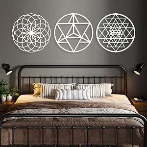 Amazon.com: Sacred Geometry Set of 3 Metal Wall Art: Sri Yantra ...