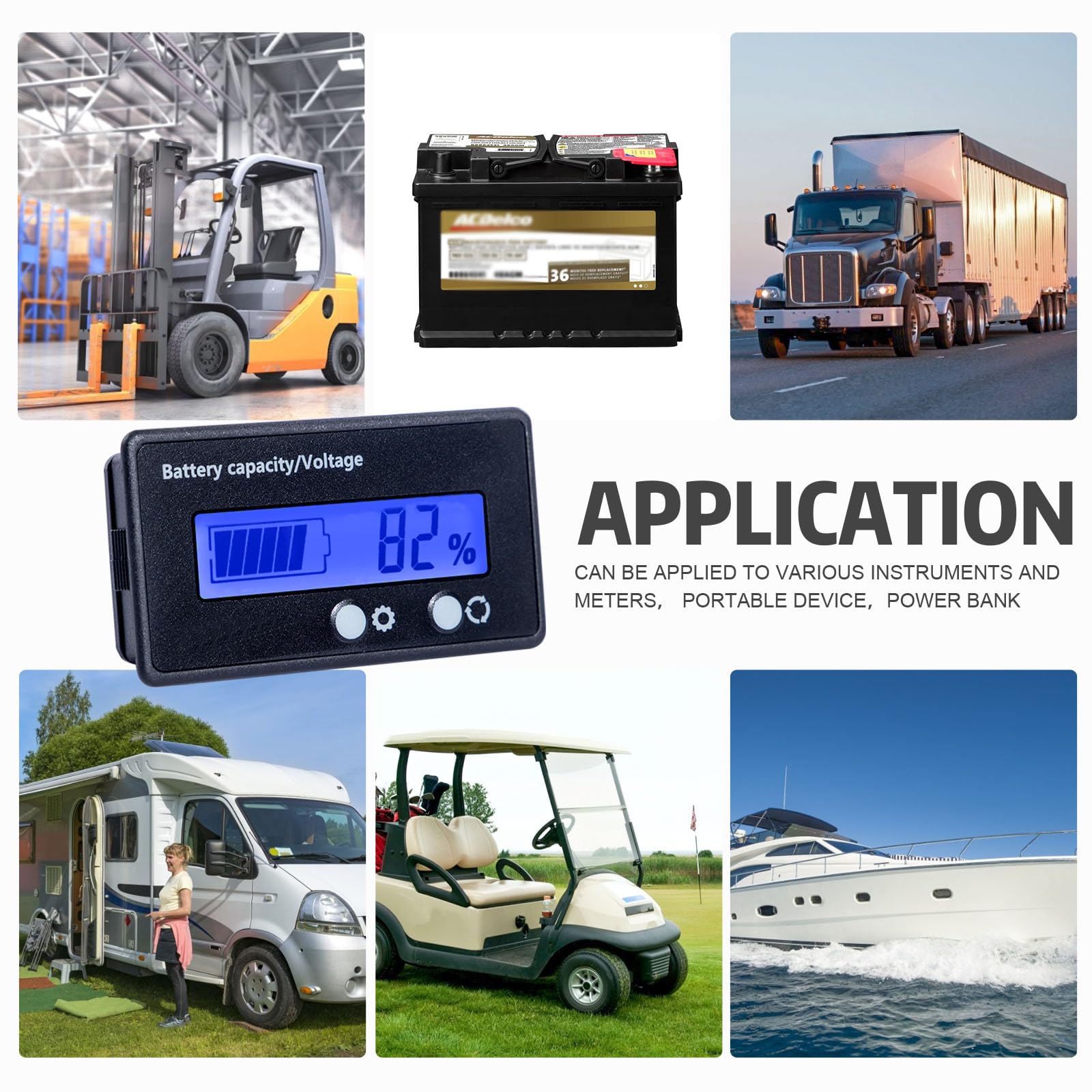 Snapklik.com : 48V Battery Meter - 10-100V Golf Cart Battery Gauge