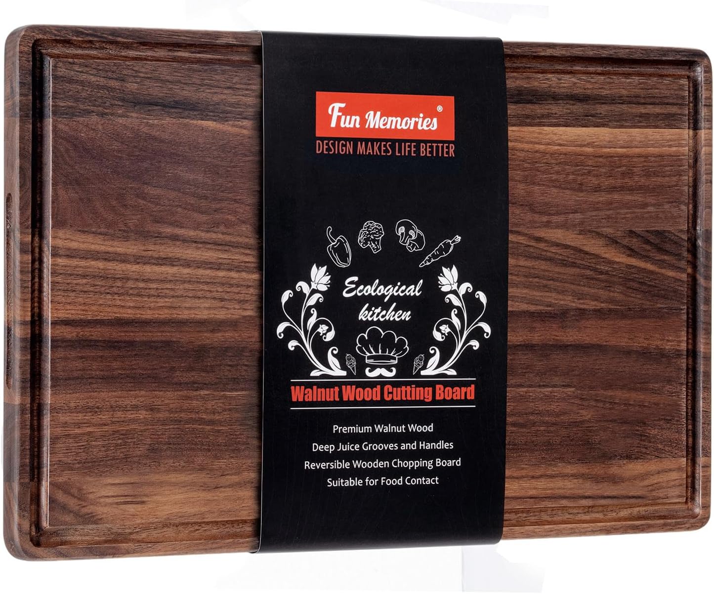 Amazon.com: Muso Wood Walnut Cutting Board for Kitchen, Wooden Cutting ...