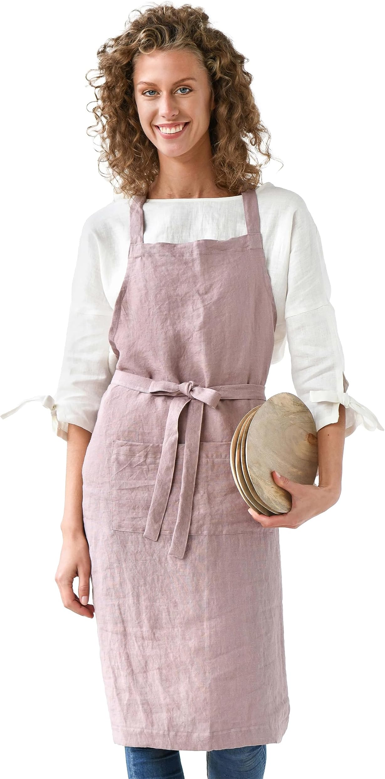 Amazon.com: Linen Apron 4 Color, Unisex Adjustable Easy Care House ...