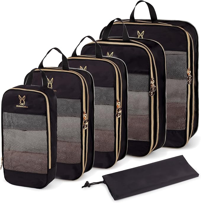 6 Set Compression Packing Cubes for Travel, Bunnychill Portable Zipper ...