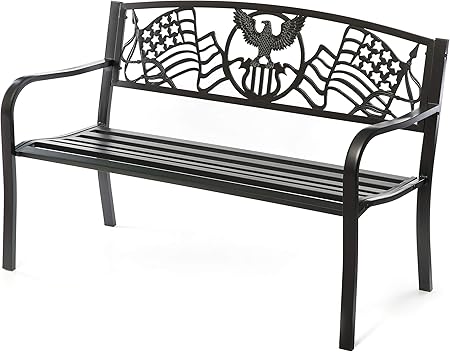 Amazon.com: Steel Outdoor Patio Garden Park Seating Bench with Cast ...