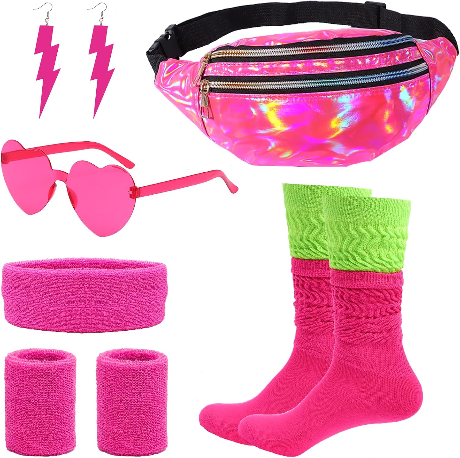 Amazon.com: FIRAZIO 80s Women Neon Extra Long Heavy Slouch Socks Set ...