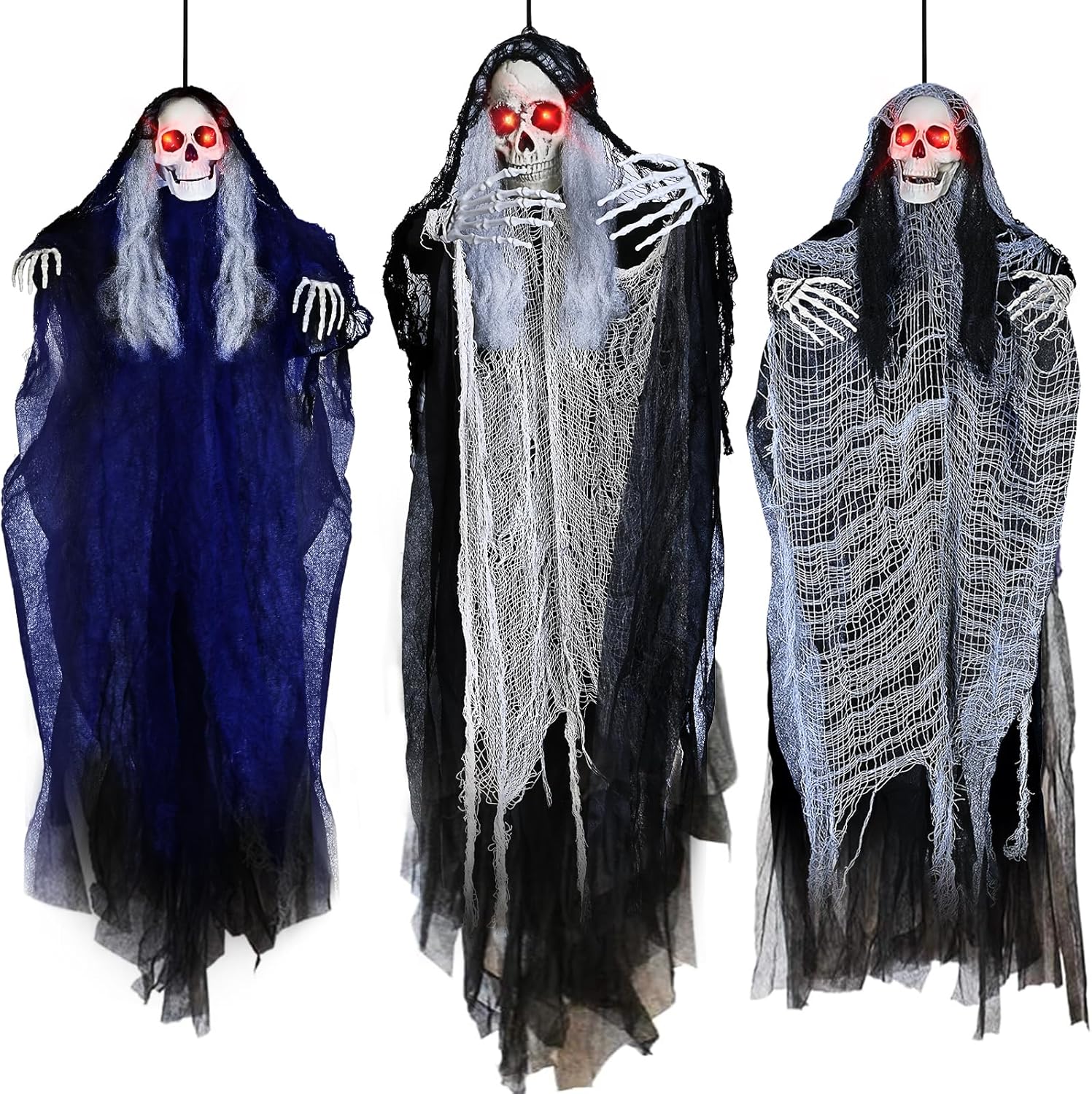 Amazon.com: 3 Pack Halloween Hanging Skeleton Ghosts Decorations, (59 ...