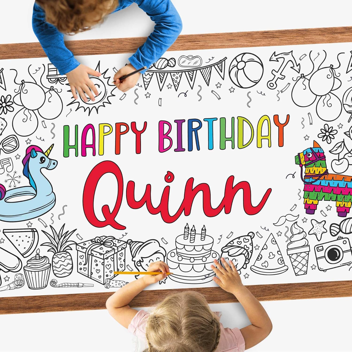 Amazon.com: Summer Happy Birthday Coloring Tablecloth for Kids - Paper ...