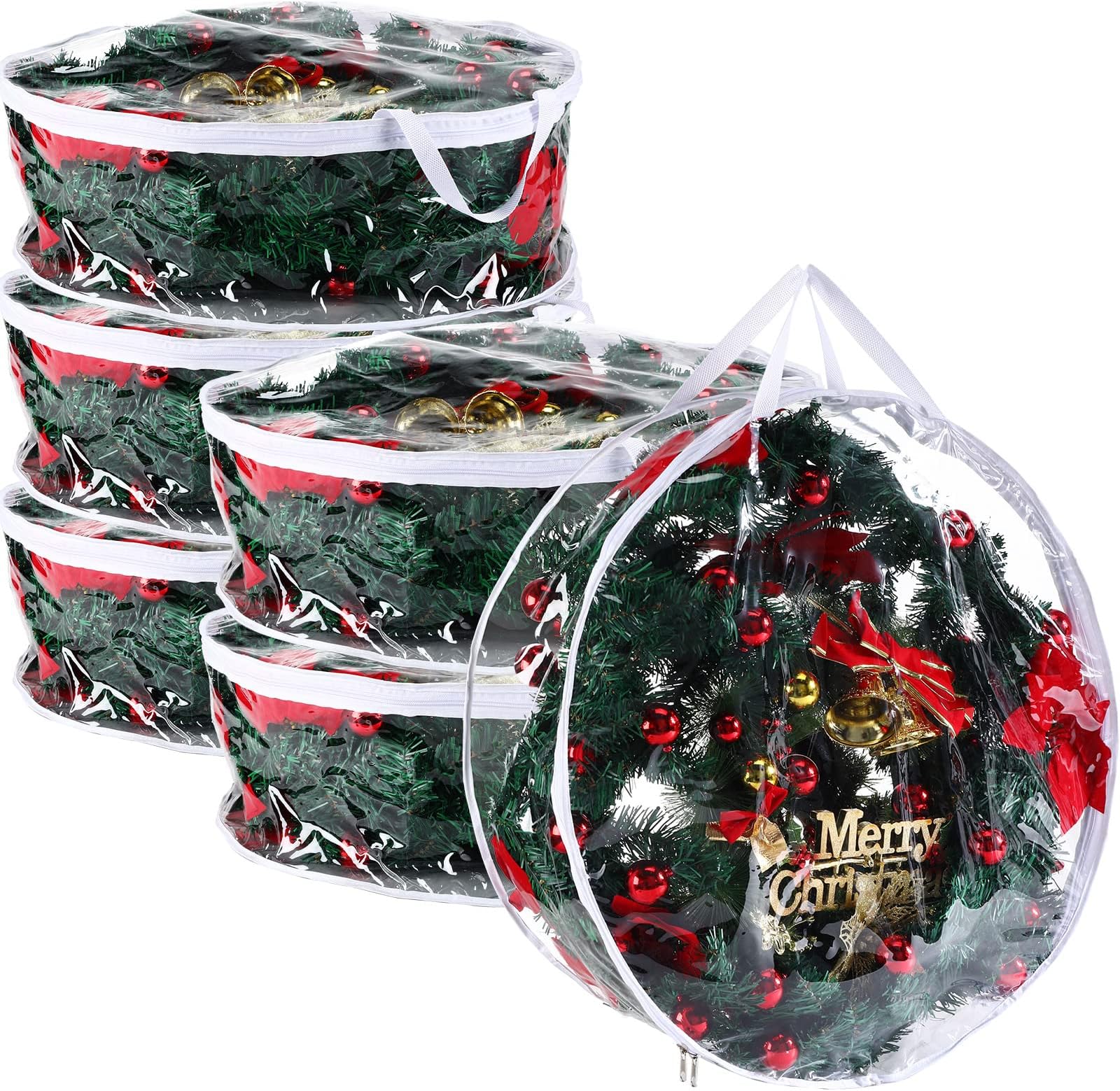 Amazon.com: 6PCS Christmas Wreath Storage Container, 25" Large Moving ...