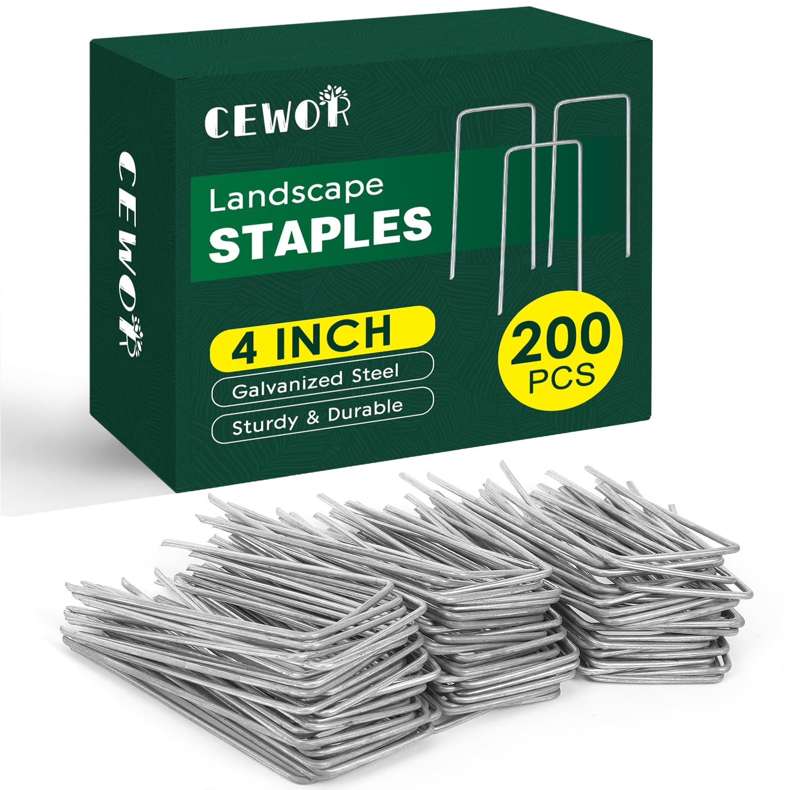 Snapklik.com : 200 Pack Landscape Staples 4 Inches, Galvanized Metal ...