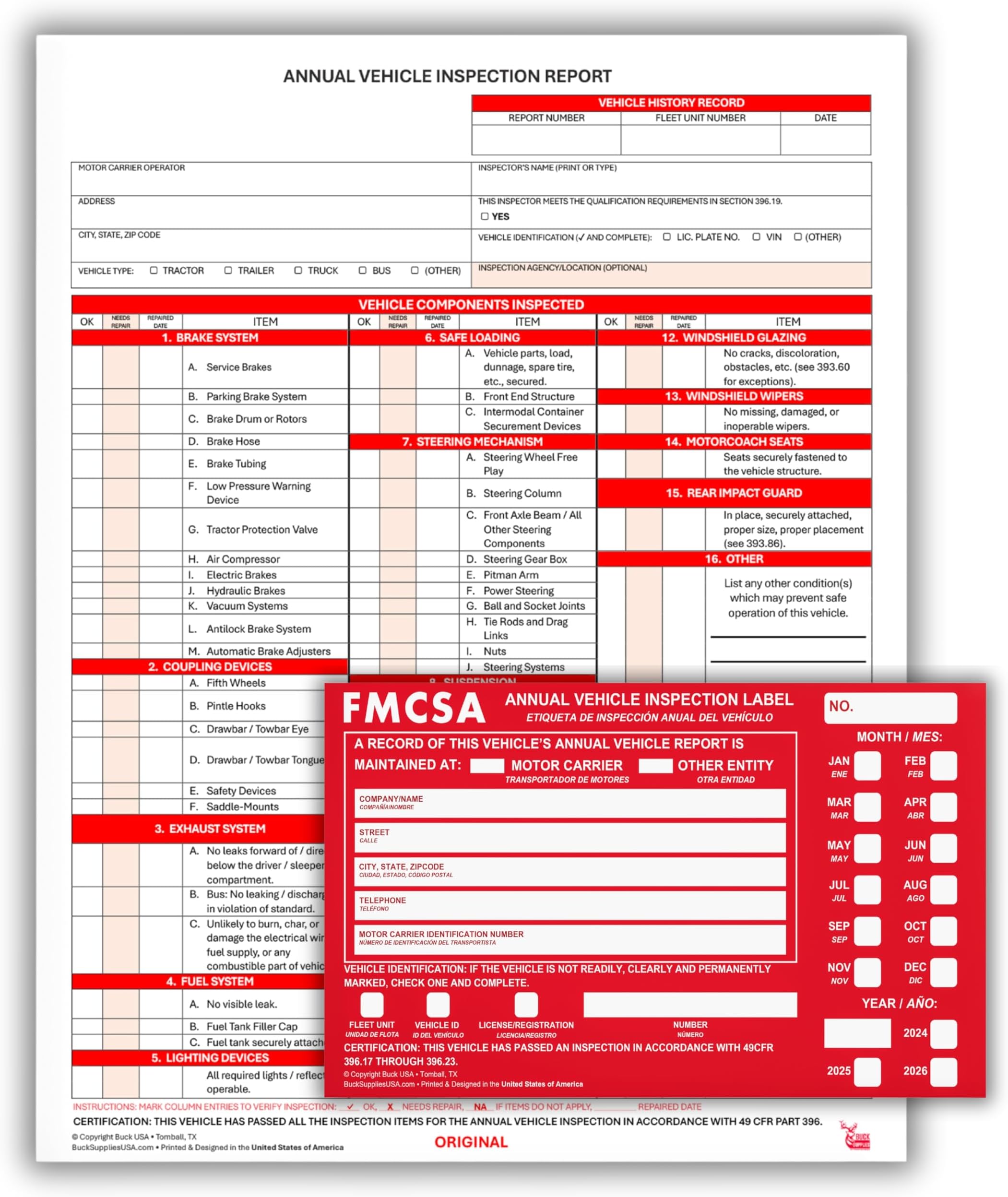 Amazon.com: Annual Vehicle Inspection Report Form 30-pk 3-Ply ...