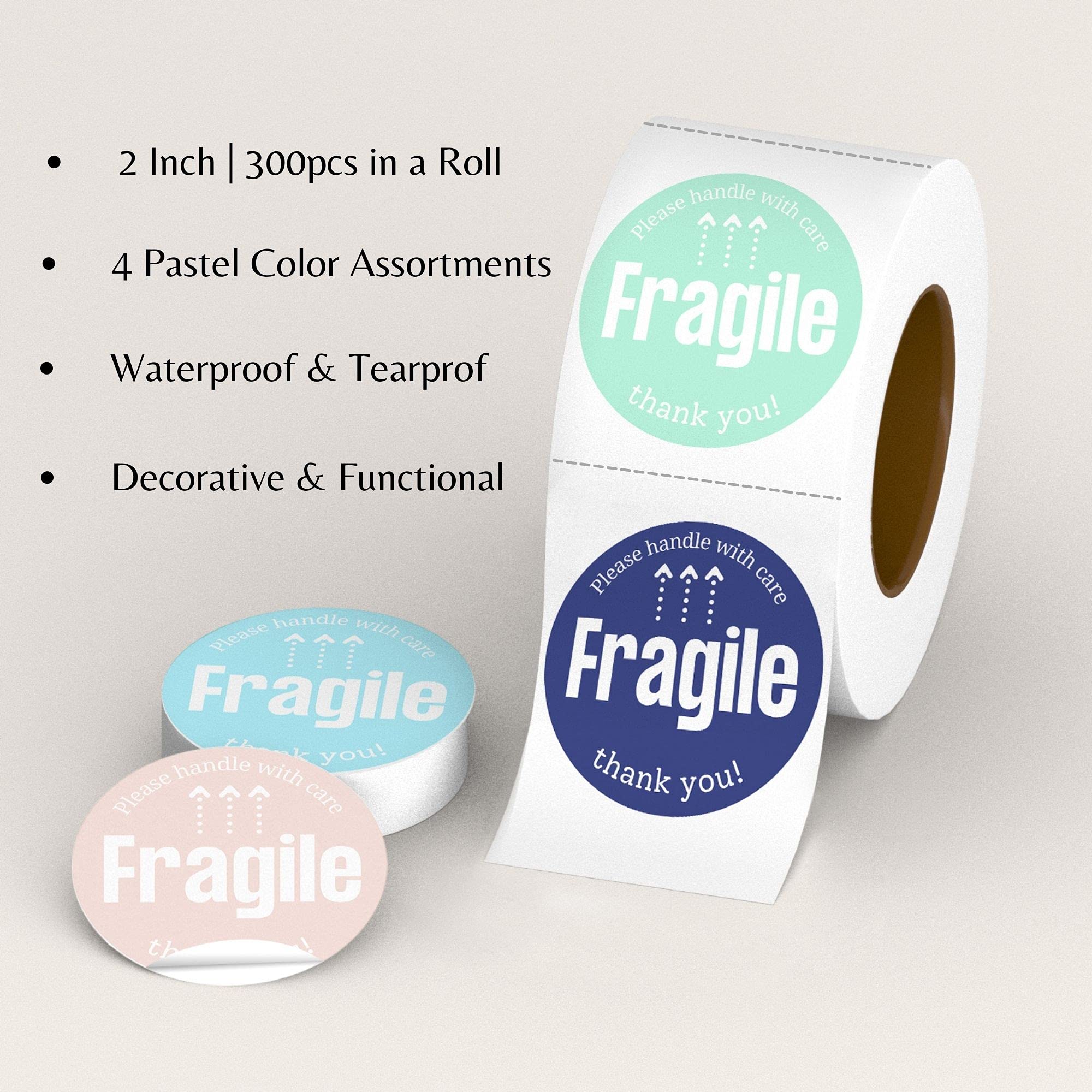 Mobiusea Creation Fragile Stickers Roll | 2 Inch | Waterproof | 4 ...