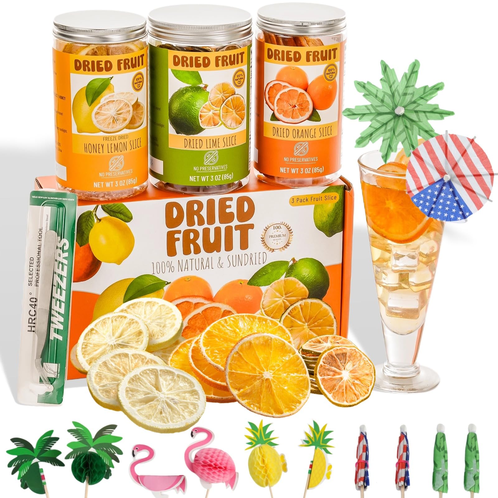 Amazon.com: Dehydrated Fruit Slices Cocktail Garnish Set, Dreid Orange ...