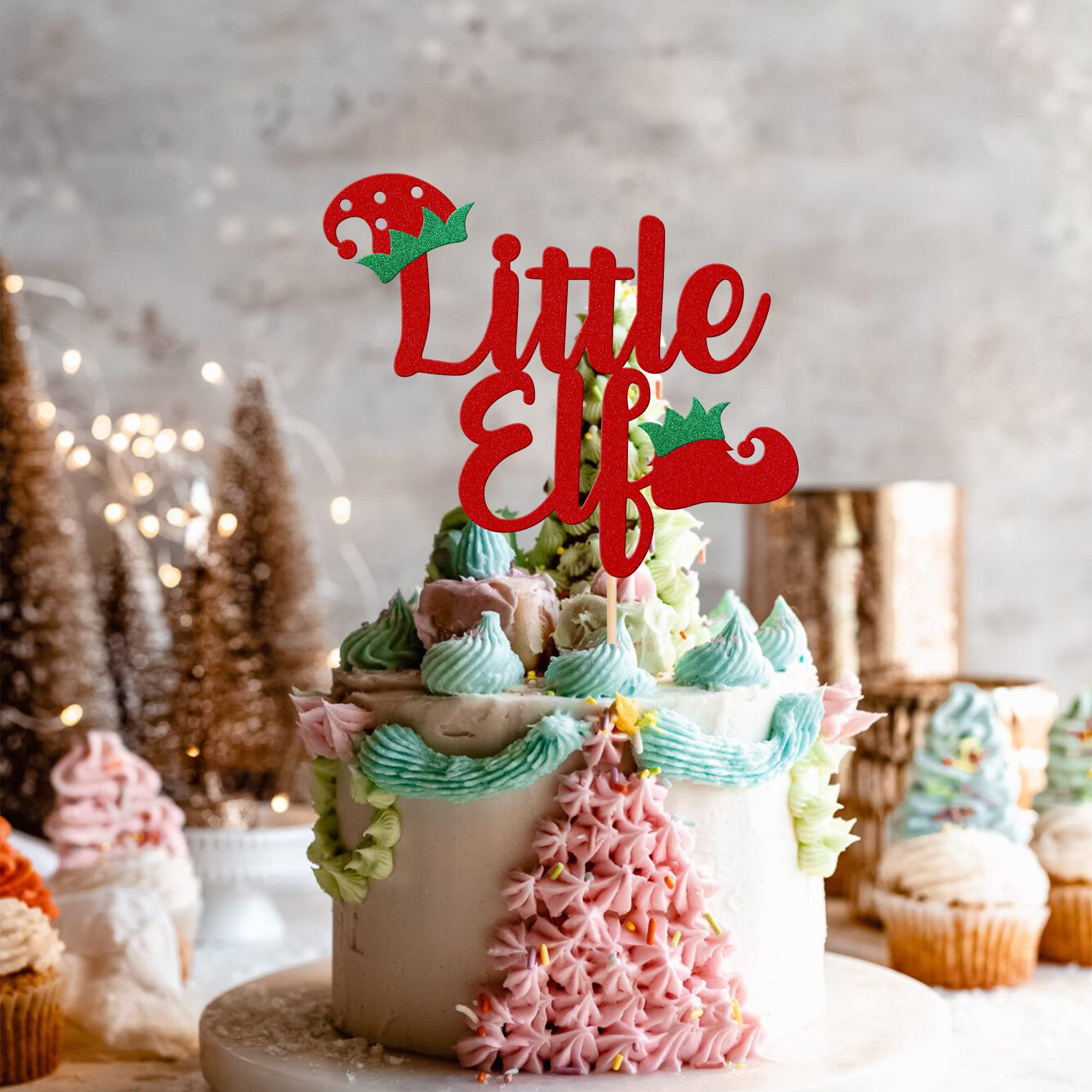 Snapklik.com : 1 PCS Little Elf Cake Topper Glitter Baby Shower ...