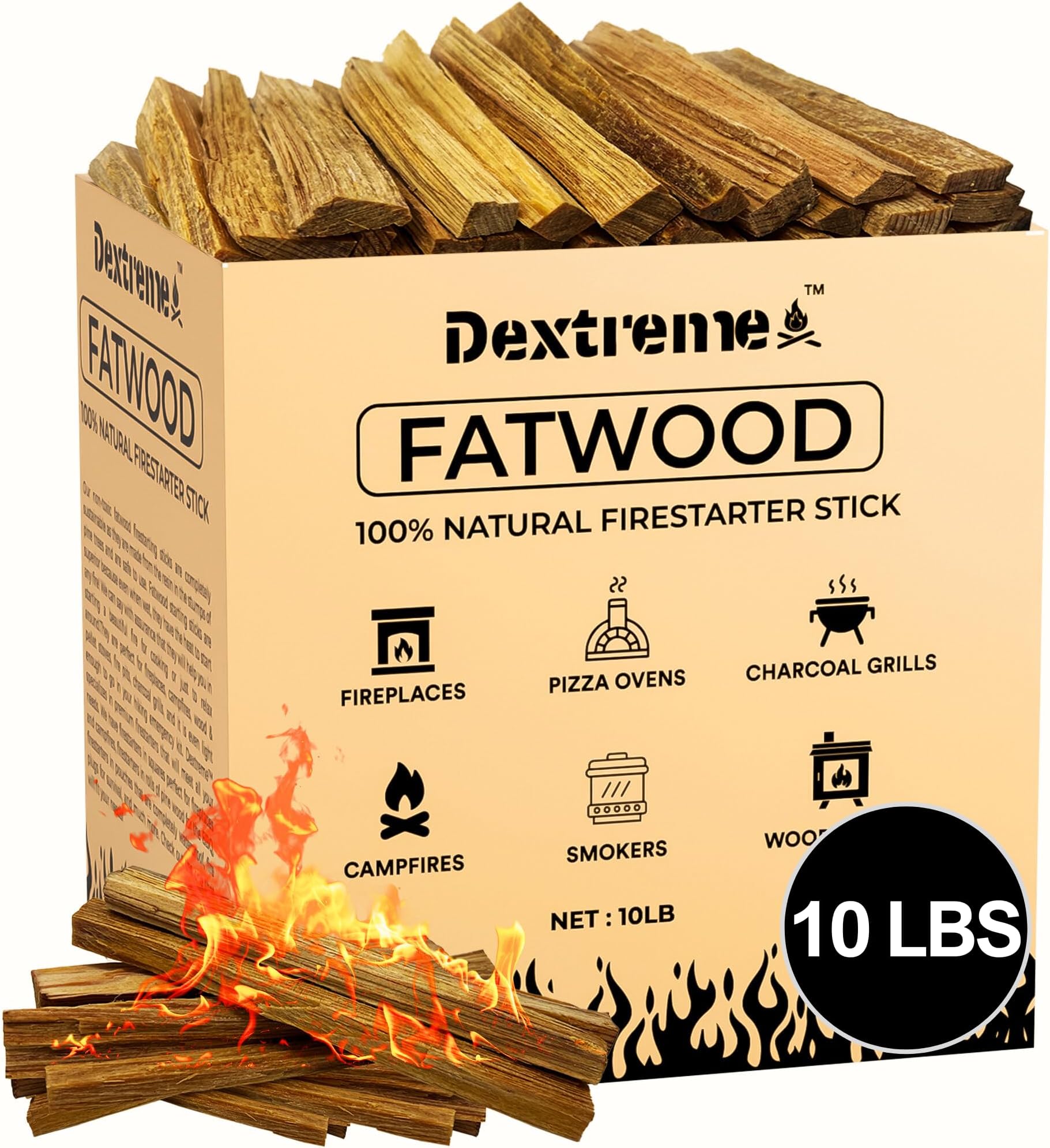 Amazon.com : Dextreme Fatwood Fire Starter Sticks 10 lb - Firewood ...