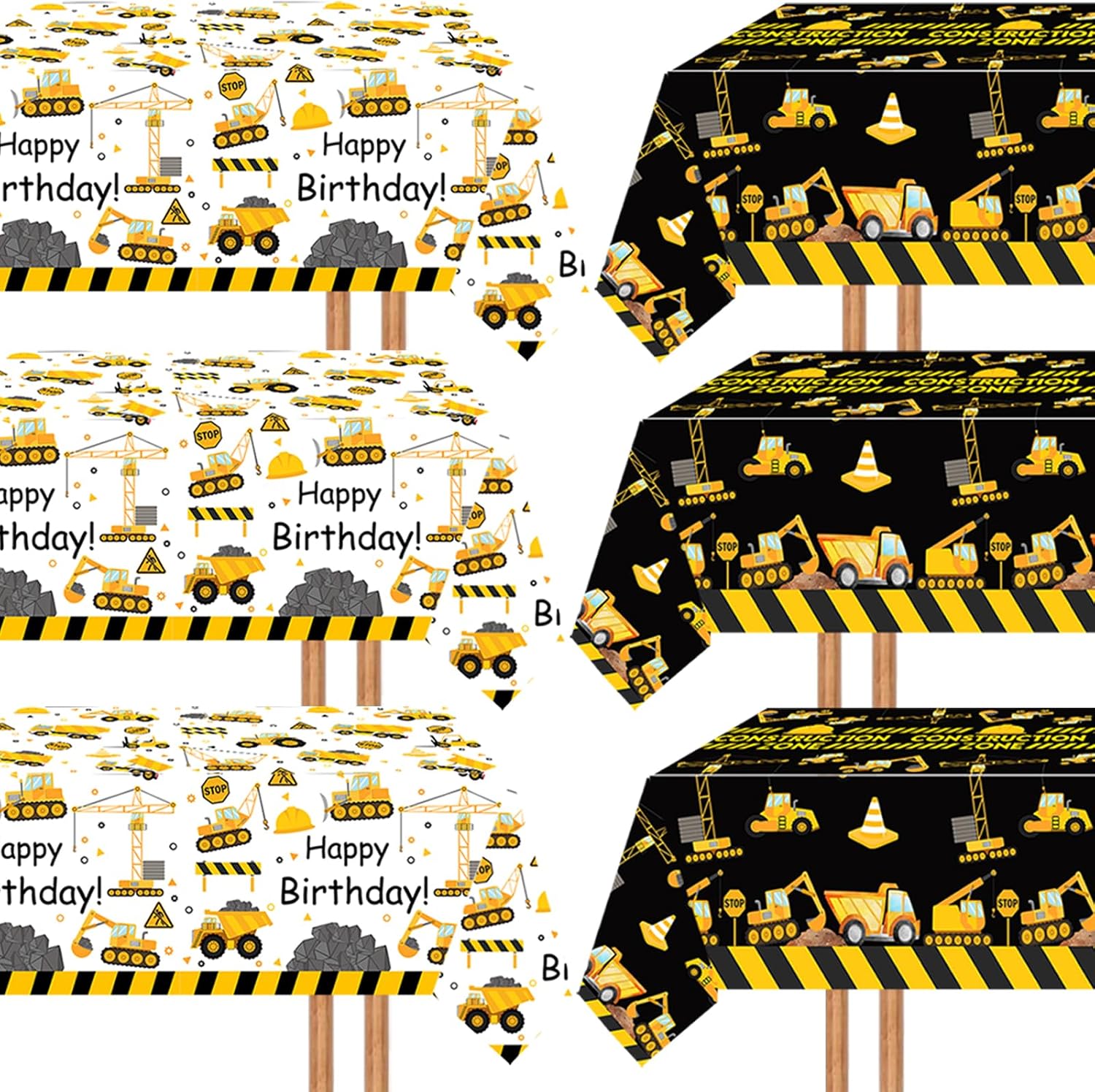 Amazon.com: 6 Pcs Construction Birthday Party Tablecloth, Dump Truck ...