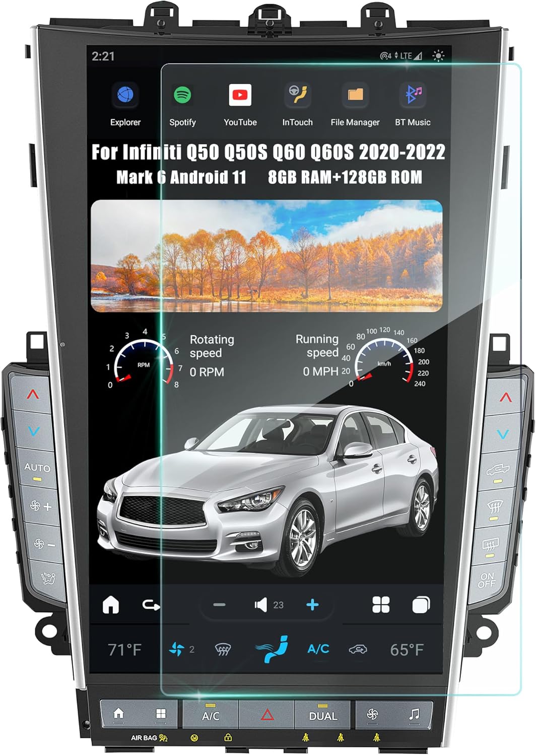 Amazon.com: syschotech AuCar HD Tempered Glass Screen Protector for ...